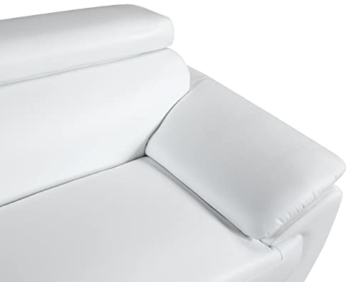 Blackjack Furniture 4571 Veal Collection 2 Piece Genuine Leather Sofa Set for Living Room, Modern Couch and Loveseat with Lumbar Support and Large Adjustable Headrests, 2+3 Seater, White