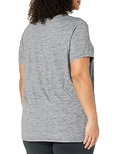 Amazon Essentials Women's Tech Stretch Short-Sleeve V-Neck T-Shirt (Available in Plus Size), Pack of 2, Black/Dark Grey Space Dye, XX-Large