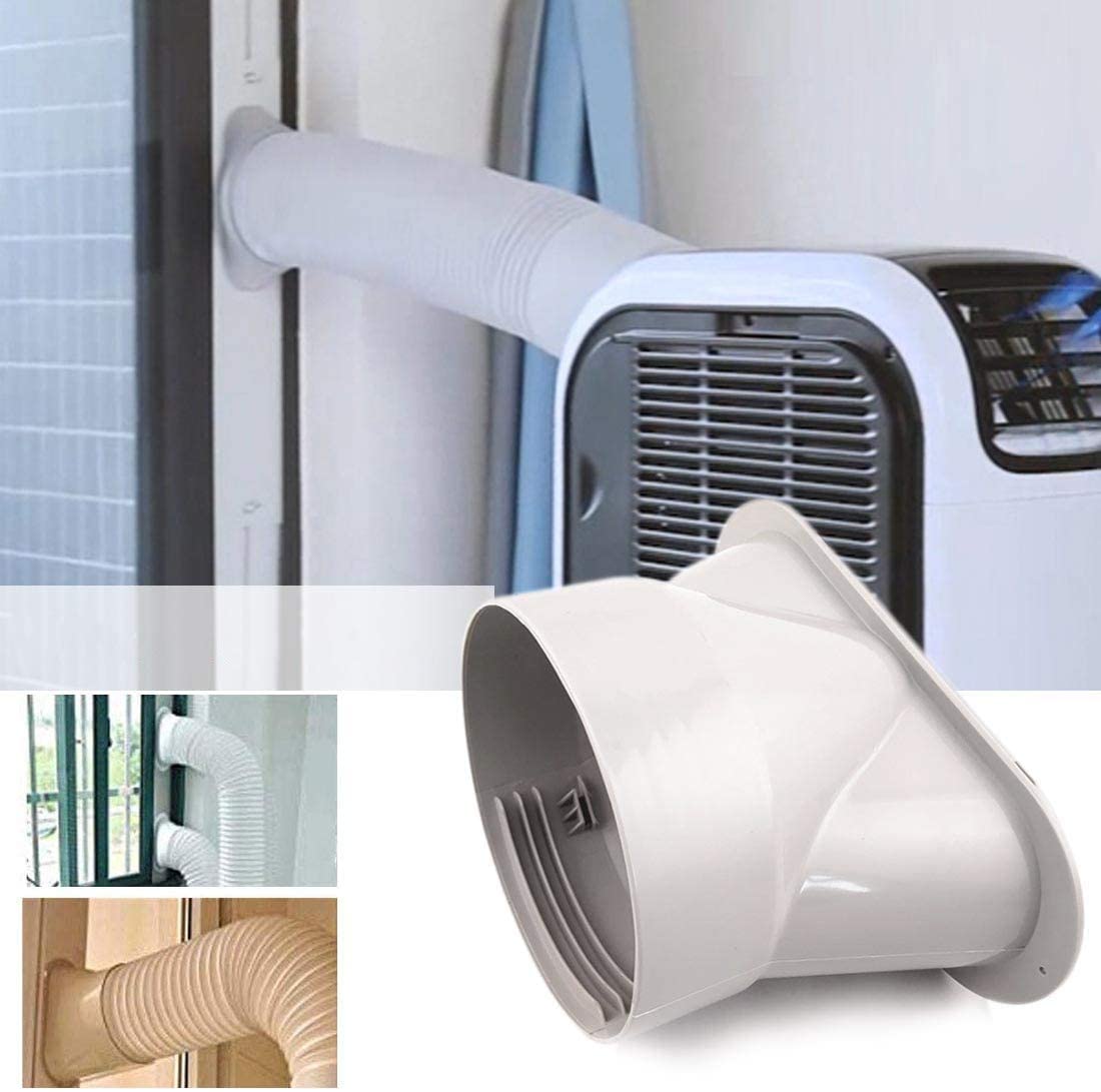 FOLOU 5.9 inch Air Conditioner Portable Exhaust Hose Window Adapter, AC Tube Connector for Vent Seal Kit Plate, Portable Air Conditioning Flat Body Duct Interface Pipe Accessories 15*1.5*7.5cm