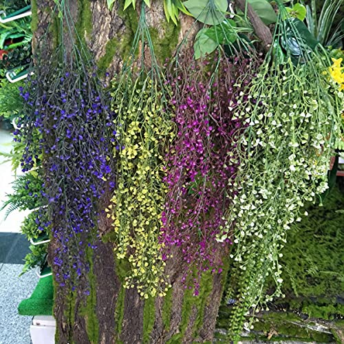FOMAISELF 2 Pcs Artificial Hanging Plants Indoors - Fake Hanging Plant Outdoors, Artificial Plants for Wedding Party Home Garden Wall Decoration(Green)
