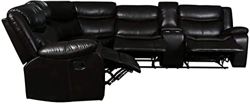 Blackjack Furniture Marsden Modern Leather Air Reclining Living Room Sectional, Brown