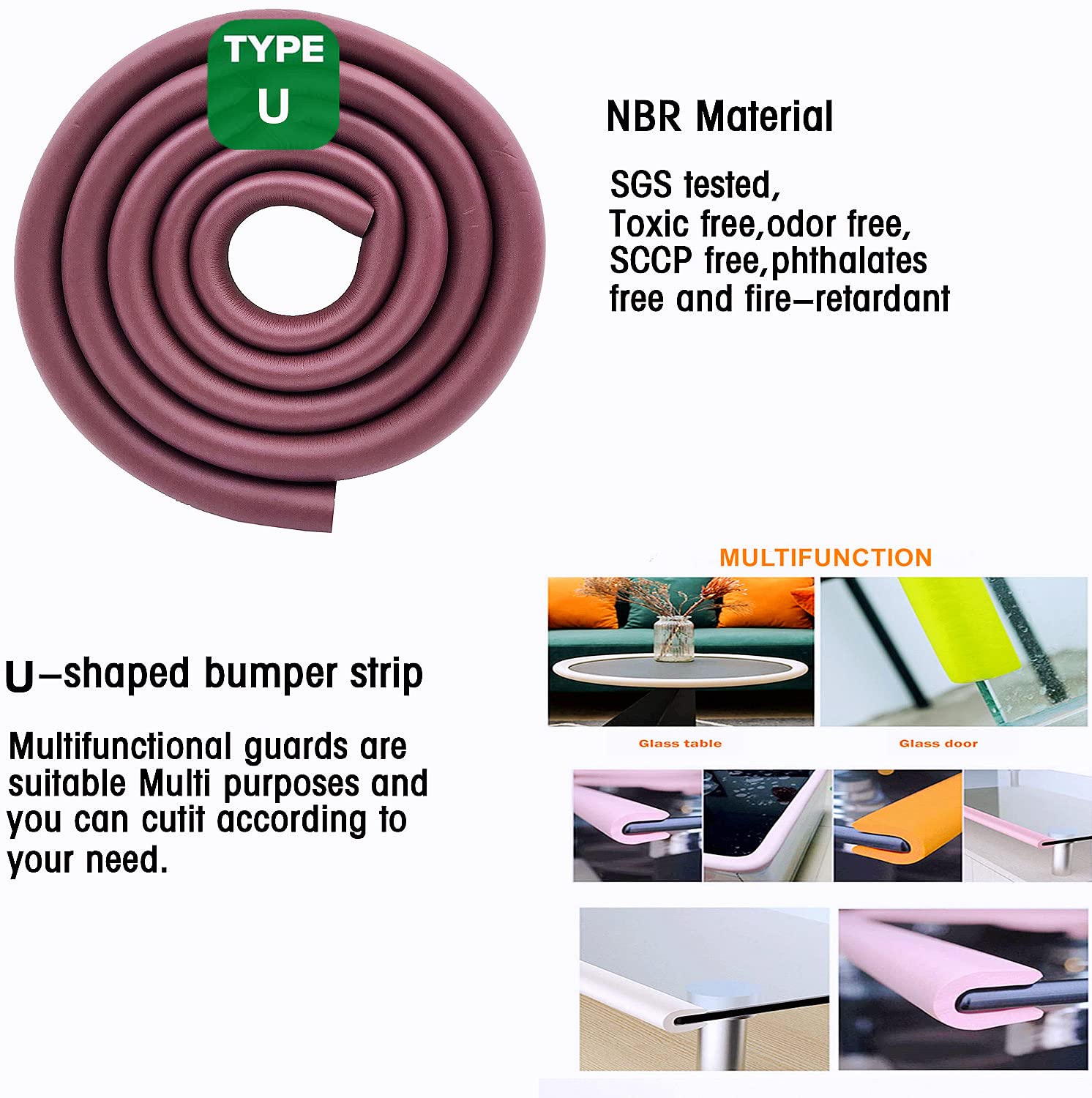 Baby Proofing Safe Edge & Corner Guards Cushion 13ft - Thickened Child Safety Furniture Bumper & Table Protectors. Pre-Taped Corners(U Brown)