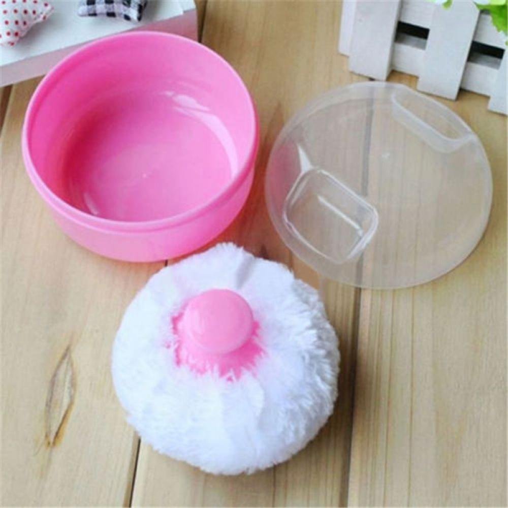 UTENEW Cosmetic Tool Baby Soft Face Body Powder Puff Sponge Box Container Case (pink)