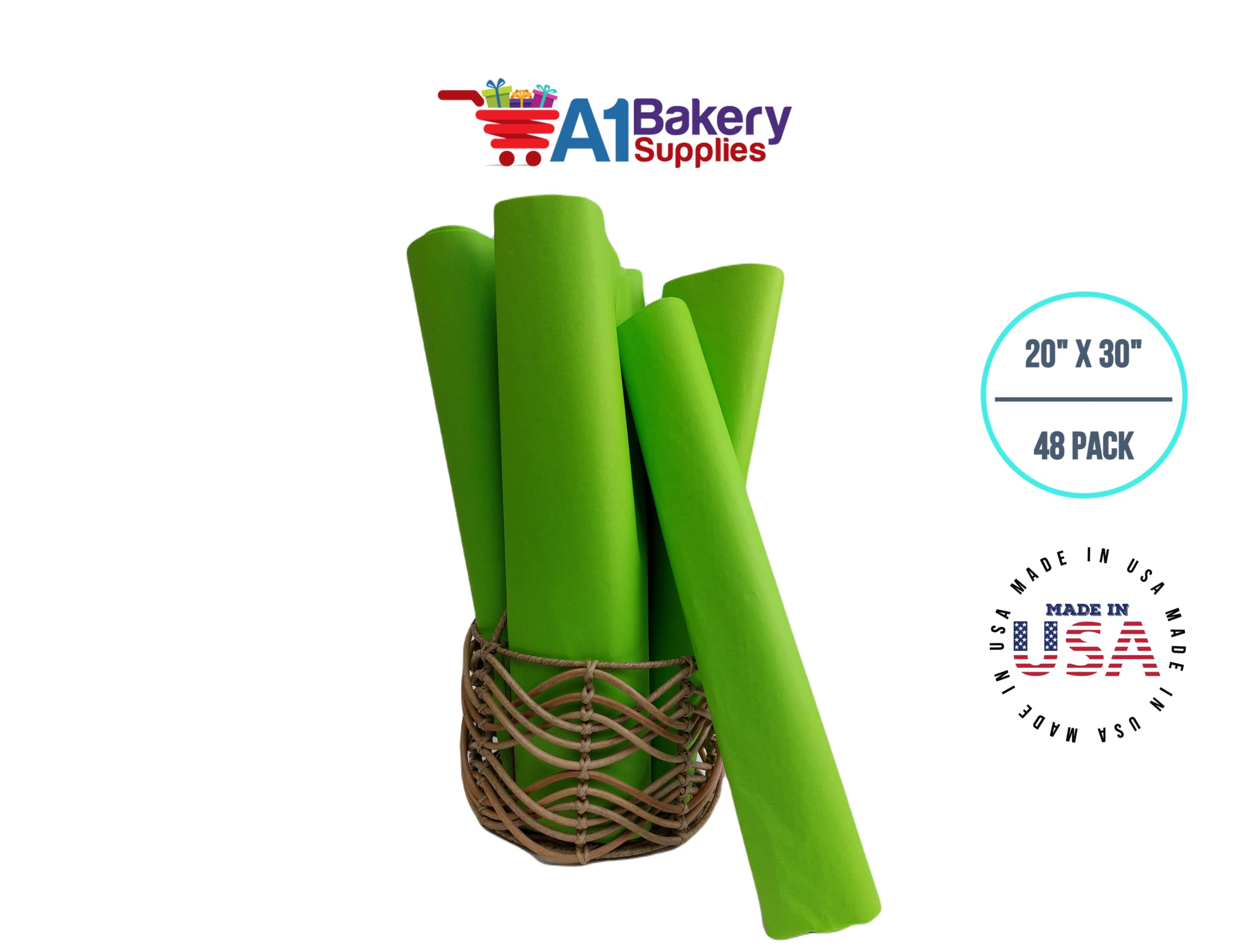 Bright Lime Tissue paper 20 x 30 Color Tissue paper 48 Pack Premium Quality Gift Wrap Tissue paper A1BakerySupplies