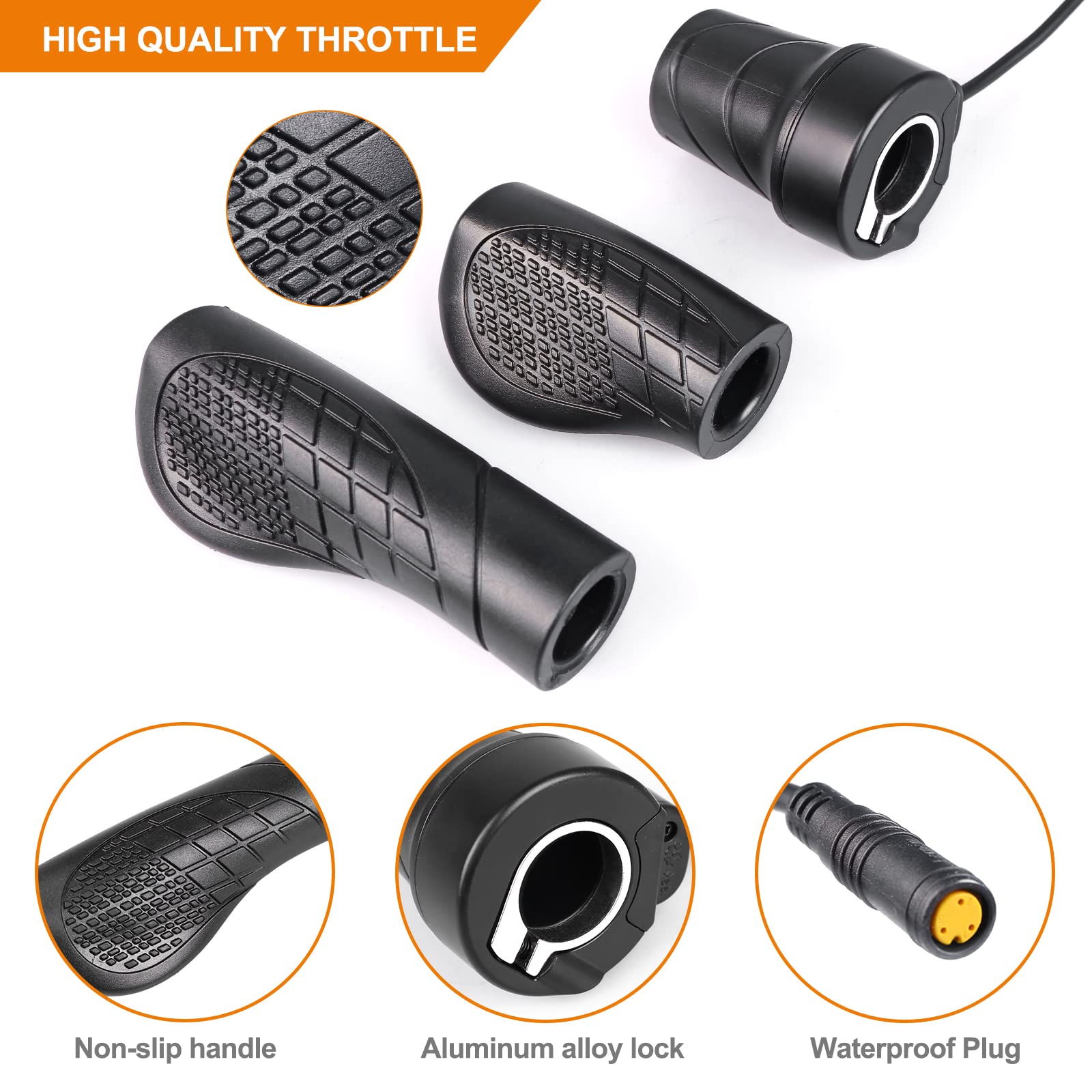 BAFANG Right Half Twist Throttle :Compatible with 8fun Mid Drive Electric Bike Conversion Kit BBS01 BBS02 BBSHD, Waterproof Speed Conrol Throttle Grip for Bicycle Scooter