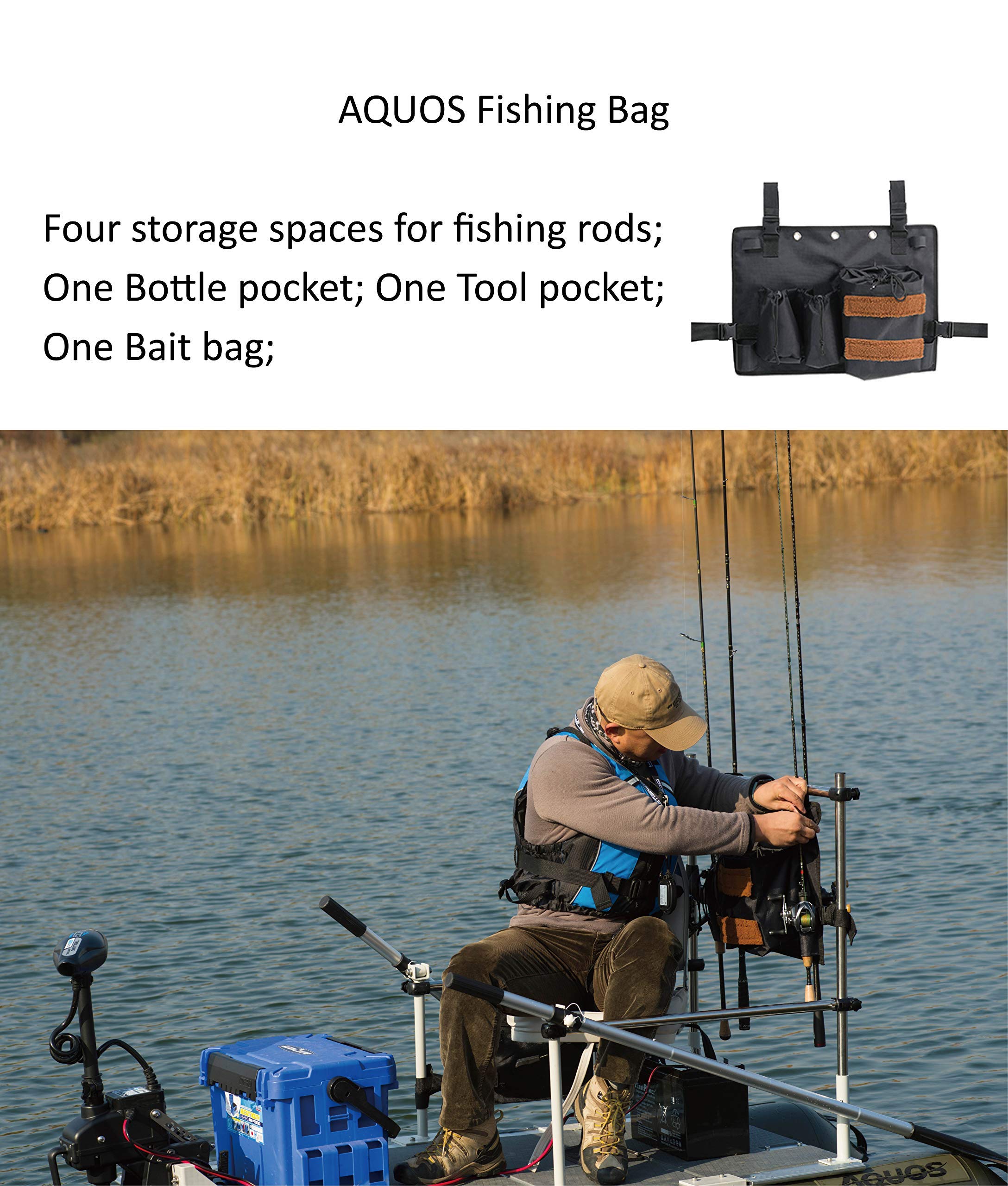 AQUOS Heavy-Duty for Two 11.5ft Inflatable Pontoon Boat with Stainless Steel Guard and Folding Seat and Haswing Handle Control 12V 55LBS Transom Trolling Motor for Fishing