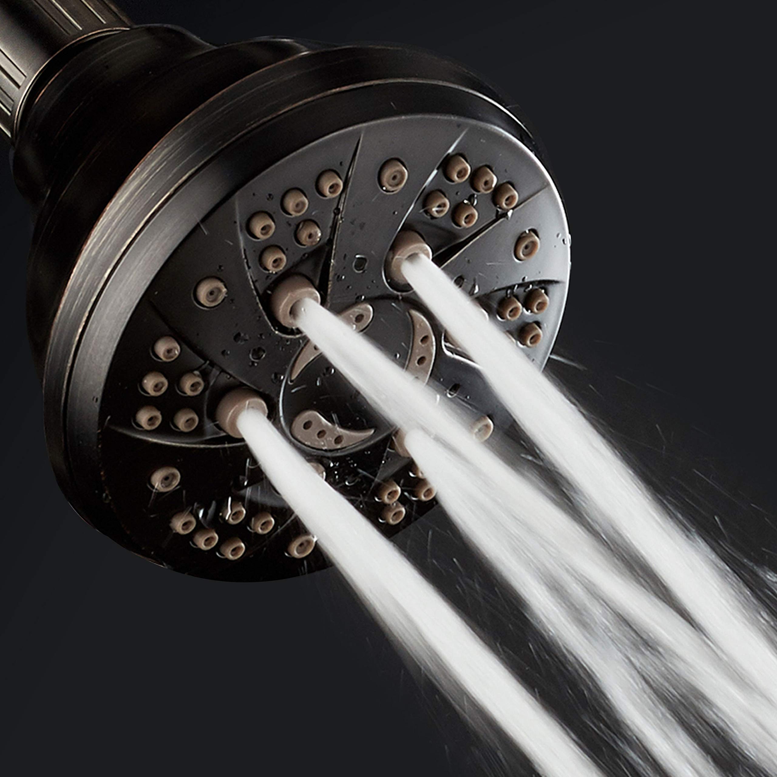 AquaDance Oil Rubbed Bronze High Pressure 6-Setting Spiral Shower Head-Angle Adjustable, Anti-Clog Showerhead Jets, Tool-Free Installation-USA Standard Certified-Top US Brand