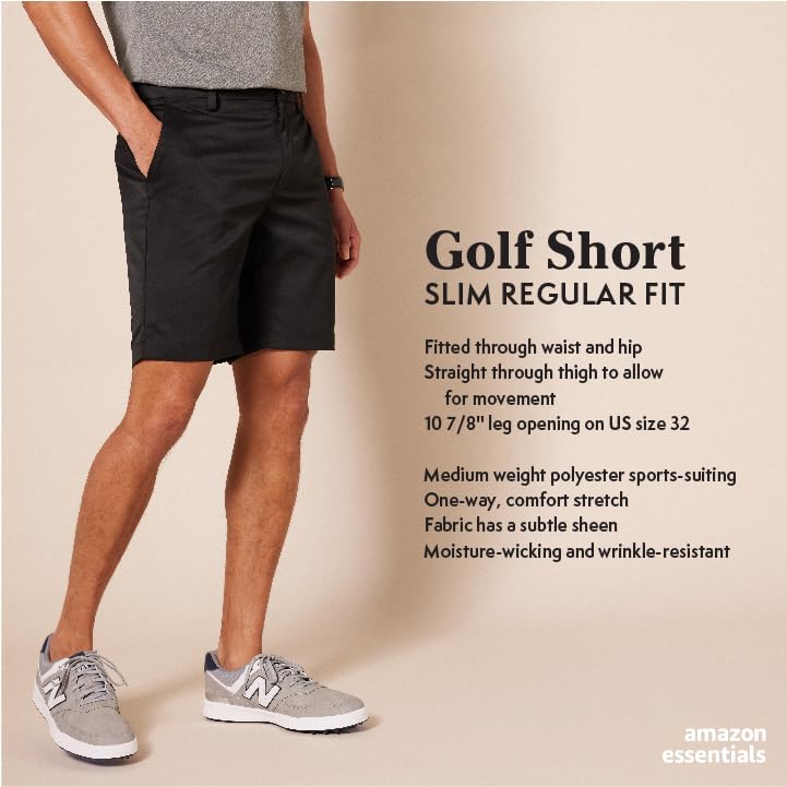 Amazon Essentials Men's Slim-Fit Stretch Golf Short, Navy, 32