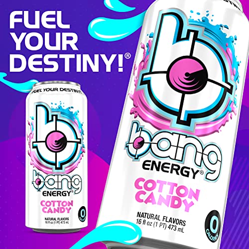 Bang Energy Cotton Candy, Sugar-Free Energy Drink, 16-Ounce (Pack of 12)