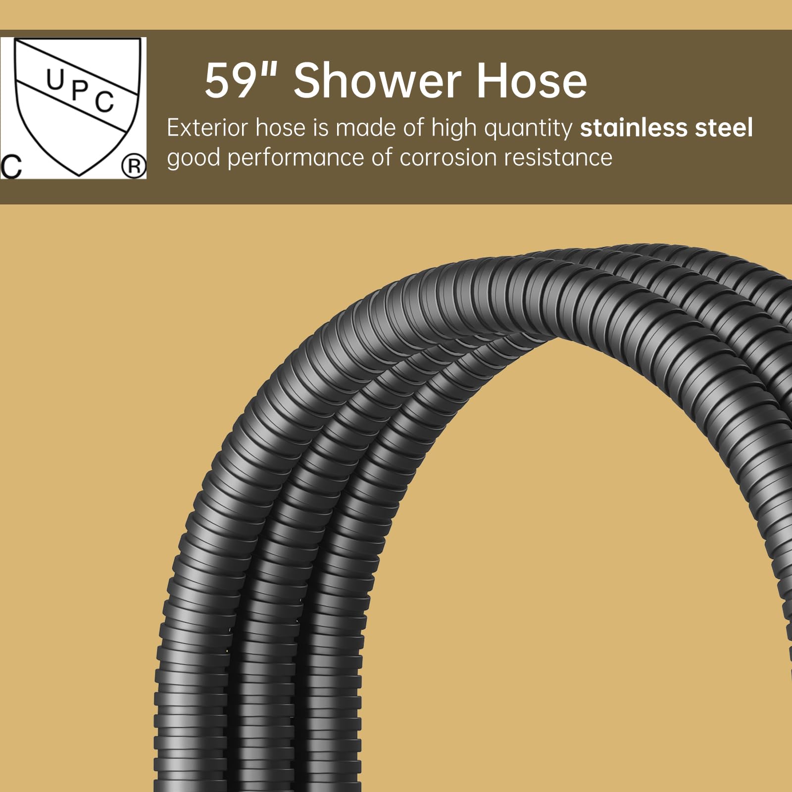 BESy 12 Inch Rain Shower Head, 12" Square Rainfall & High Pressure Stainless Steel Bath Showerhead and Brass 2 In 1 Function Handheld Shower Head Set High Pressure 7 Inch Shower Head Matte Black