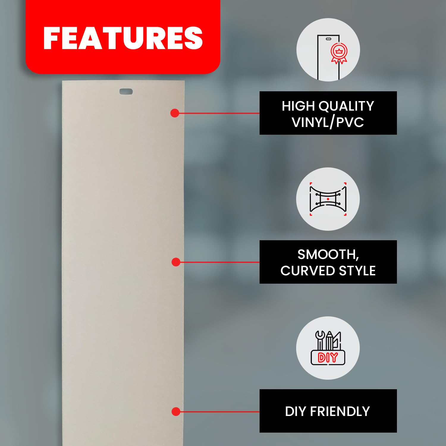 Amazing Drapery Hardware Premium Vinyl/PVC Vertical Blind Replacement Slats, 10 Pack, Light Grey - Smooth, Curved Style - DIY-Friendly and Trimmable Length - Ideal for Replacing Broken Blinds