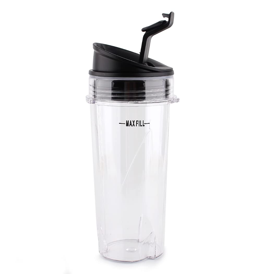 Anbige Replacement Parts 3 tabs cups intended for Nutri Ninja Blender, 2 Pack 16-ounce Single Serve Cup and Sip&Seal Lid Fit Ninja BL200 30/ BL201 30/BL201C 30/BL203QBK