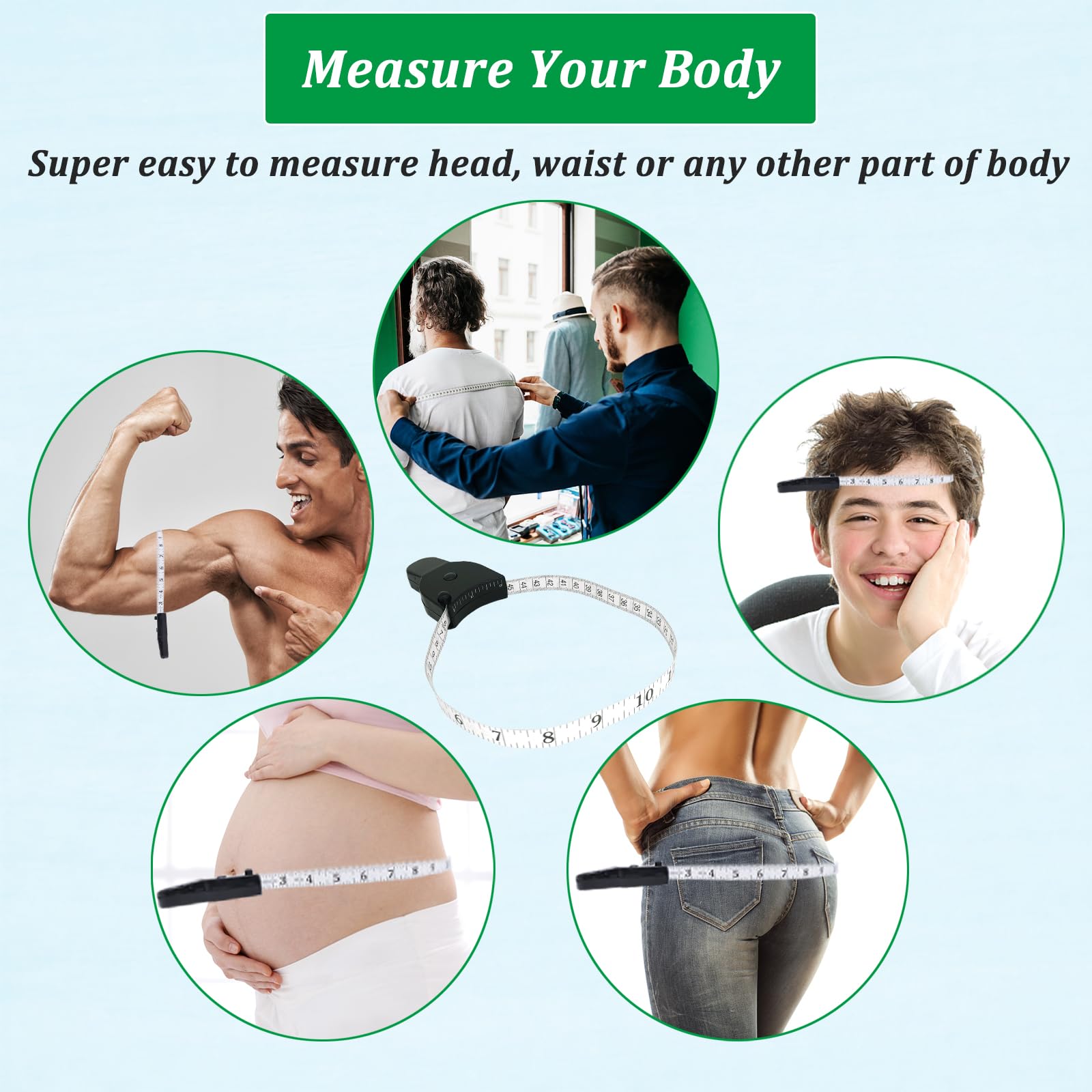 Automatic Telescopic Tape Measure Rulers, 4 Pack Tailors Tape Body Measuring Tape 60 Inch, Assorted Black White Pink Sewing Fabric Tape Measure for Body Measurements
