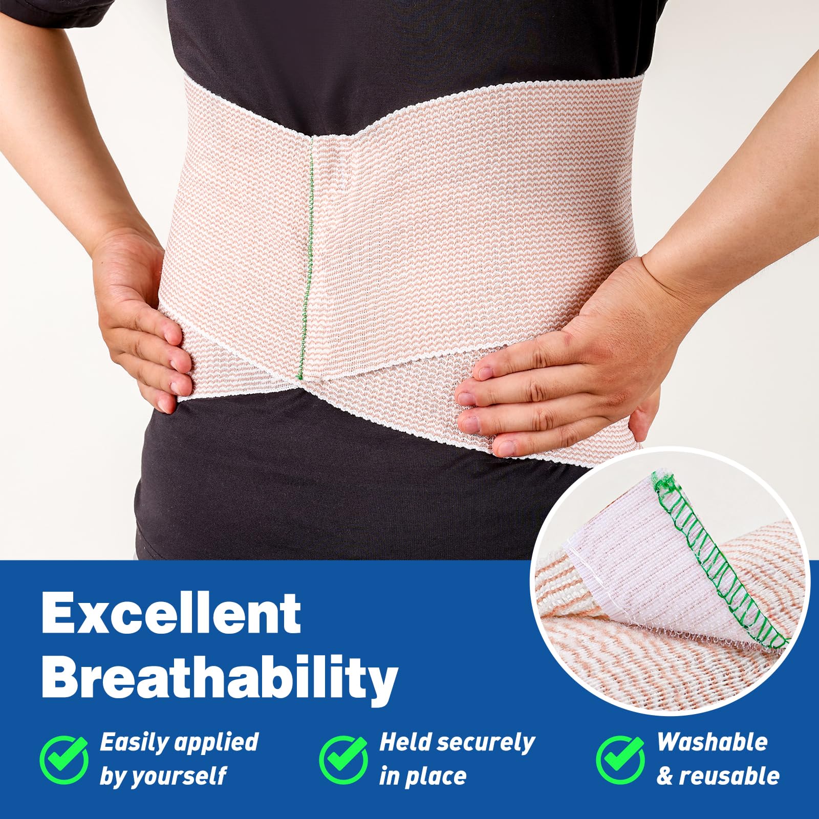 AZEN Premium 5 Pack Elastic Bandage Wrap 6 Inch, Compression Wrap Bandage for Legs, Ankle, Knee, Tummy, Body, Latex-Free, Lymphedema Wraps for Legs
