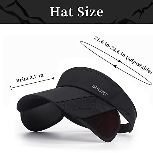 AJG Summer Sun Visor Hats for Women Retractable Brim Adjustable Sun Protection baseball Golf Tennis Cap (Black)