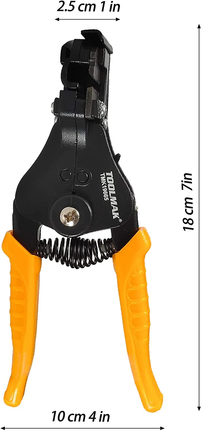 Automatic Wire Stripper TOOLMAK 7 inch Wire Cutter Wire Stripper Heavy Duty Wire Stripper Tool for 8-22 AWG Wirer Electronic and Automotive Repair