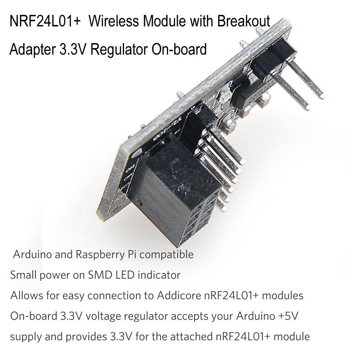Makerfire 4pcs NRF24L01+ Breakout Adapter with on-board 3.3V Regulator for NRF24L01+ Wireless Module