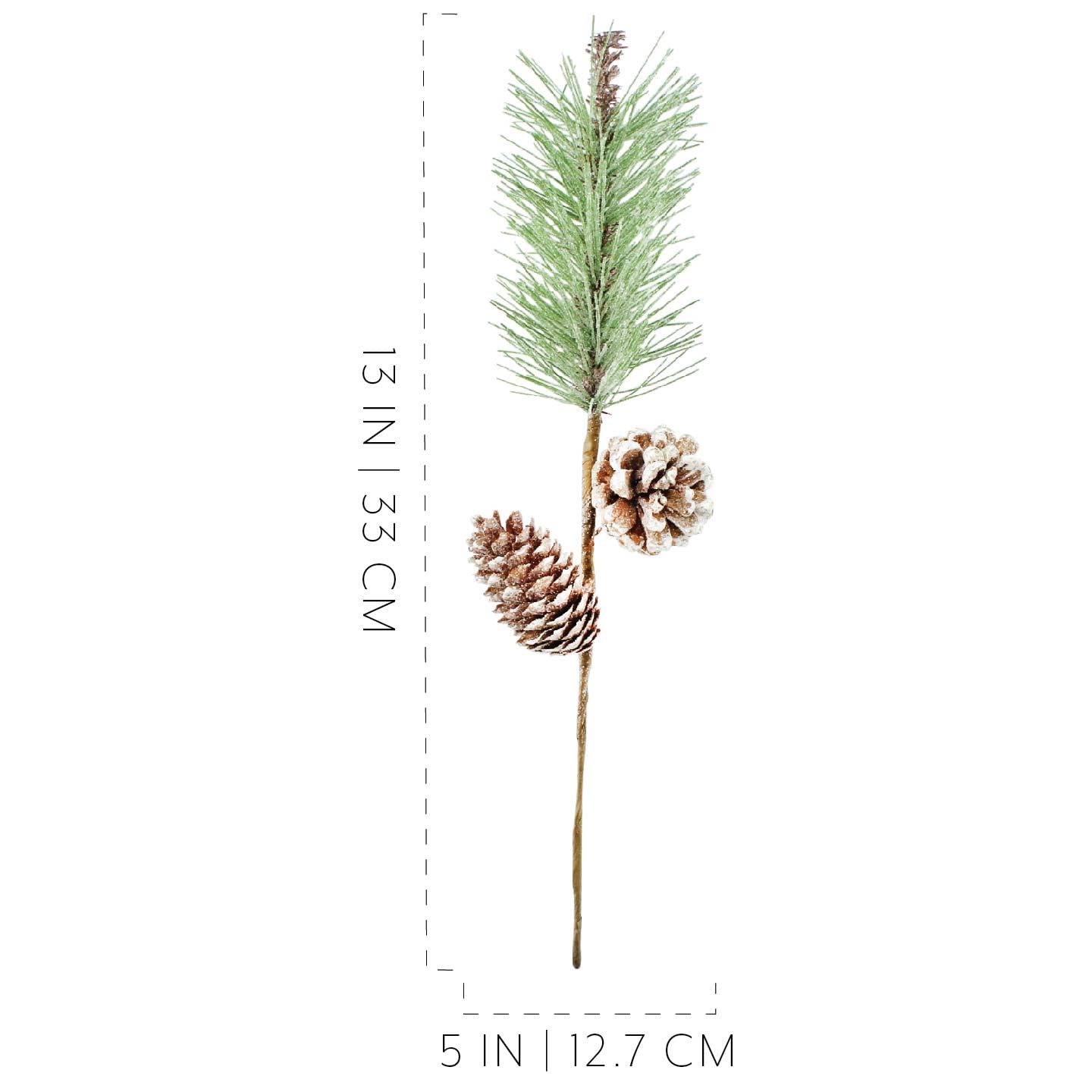 AuldHome Pine Cone Picks (6-Pack); Frosted Evergreen Christmas Decor Floral Stems for Wreaths, Vases and Holiday Arrangements