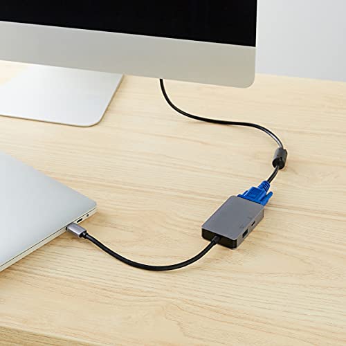 Amazon Basics USB-C 3.1 Adapter with VGA, USB 3.0 Port, USB-C ports and 100W Power Delivery, Gray