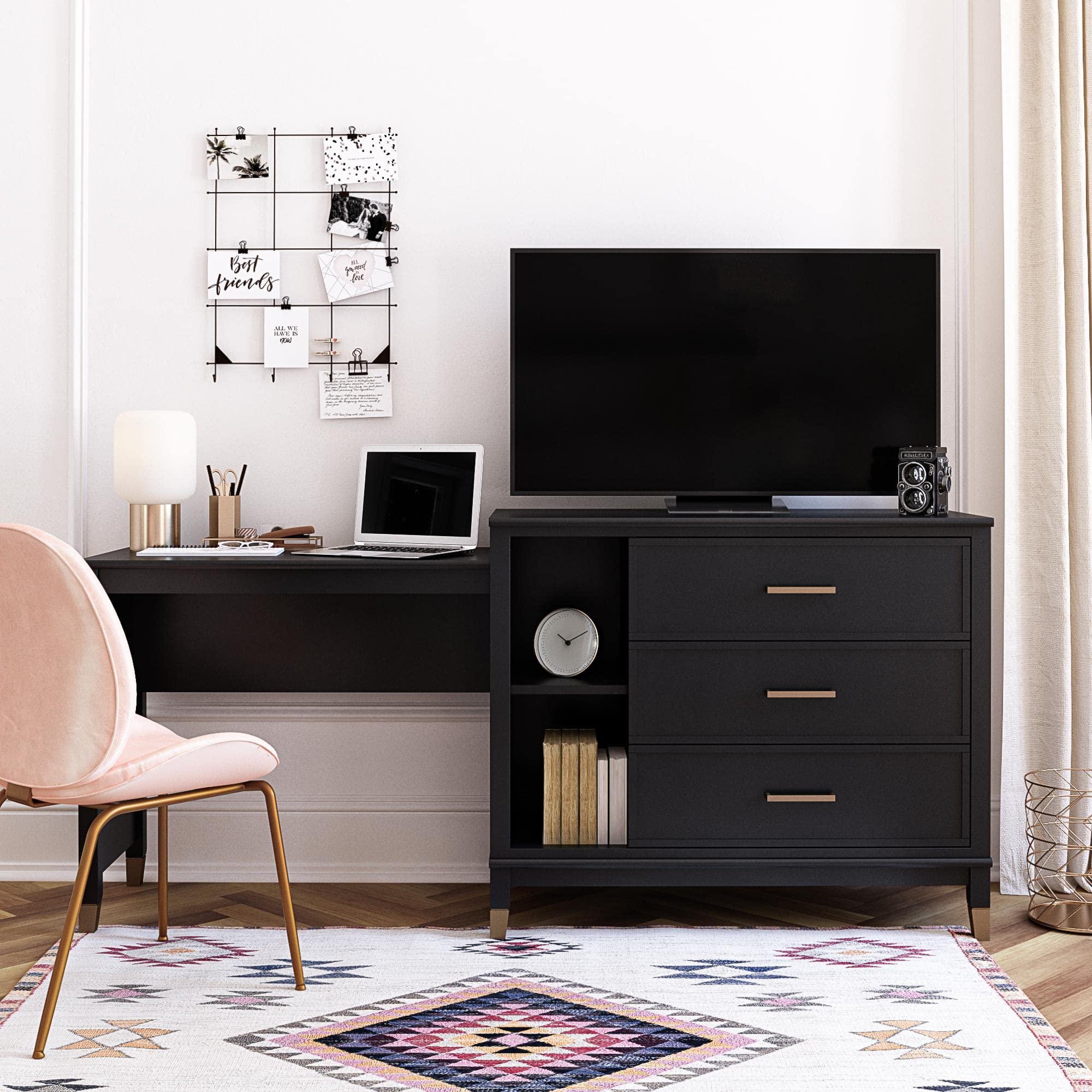 CosmoLiving by Cosmopolitan Westerleigh 3-in-1 Media Dresser, Black