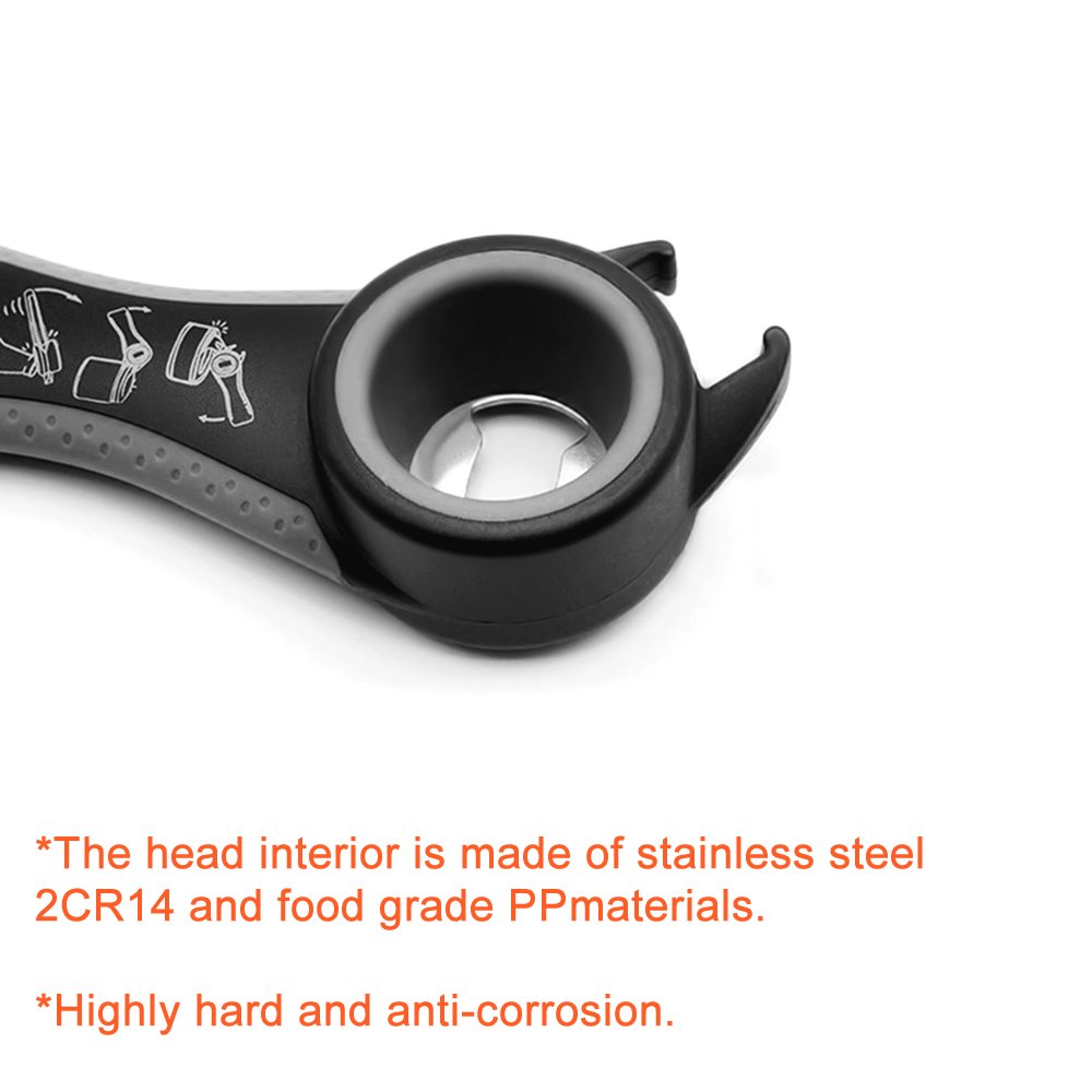 Bottle Opener Can Jar Opener Multi Function 5 in 1 Lid Twist Off Gripper Kitchen Multifunction Opener For Seniors Soft Grips Handle Wine Beer Soda Pops Easy Quick Tool Gadget Set Barware