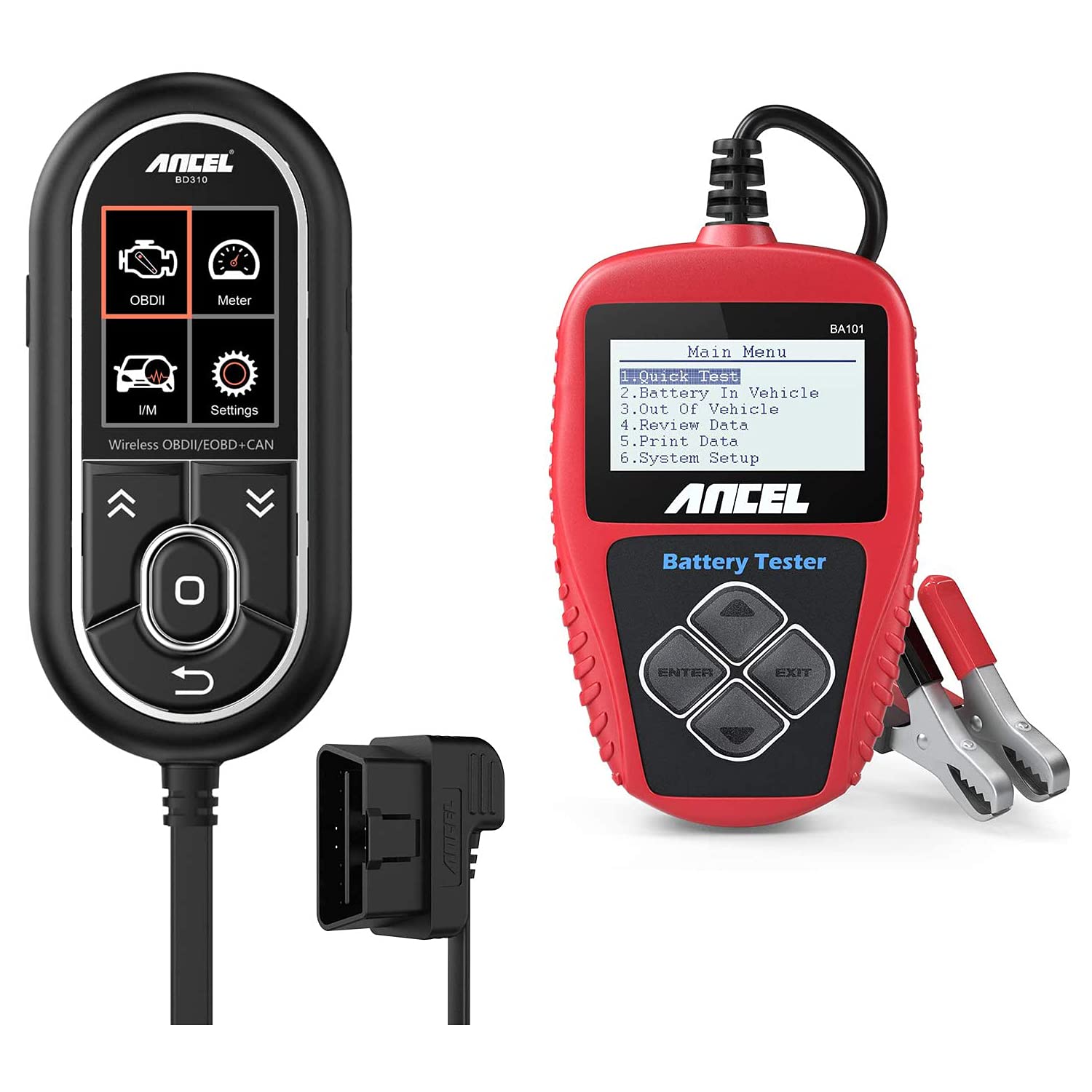 ANCEL BD310 Diagnostic OBD2 Code Reader Automotive Car Health Monitor with ANCEL BA101 12V 100-2000 CCA Battery Load Tester