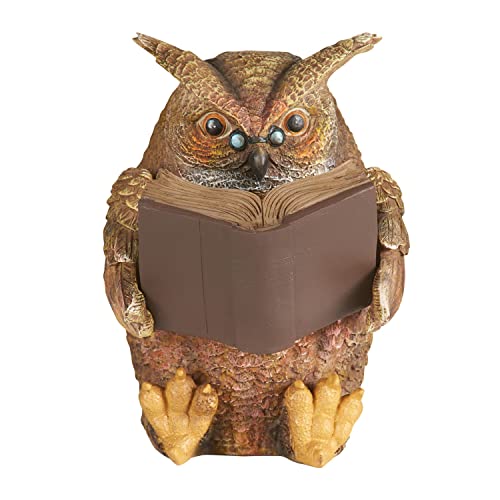 ART & ARTIFACT Solar Light Reading Owl - Outdoor Lawn Sculpture