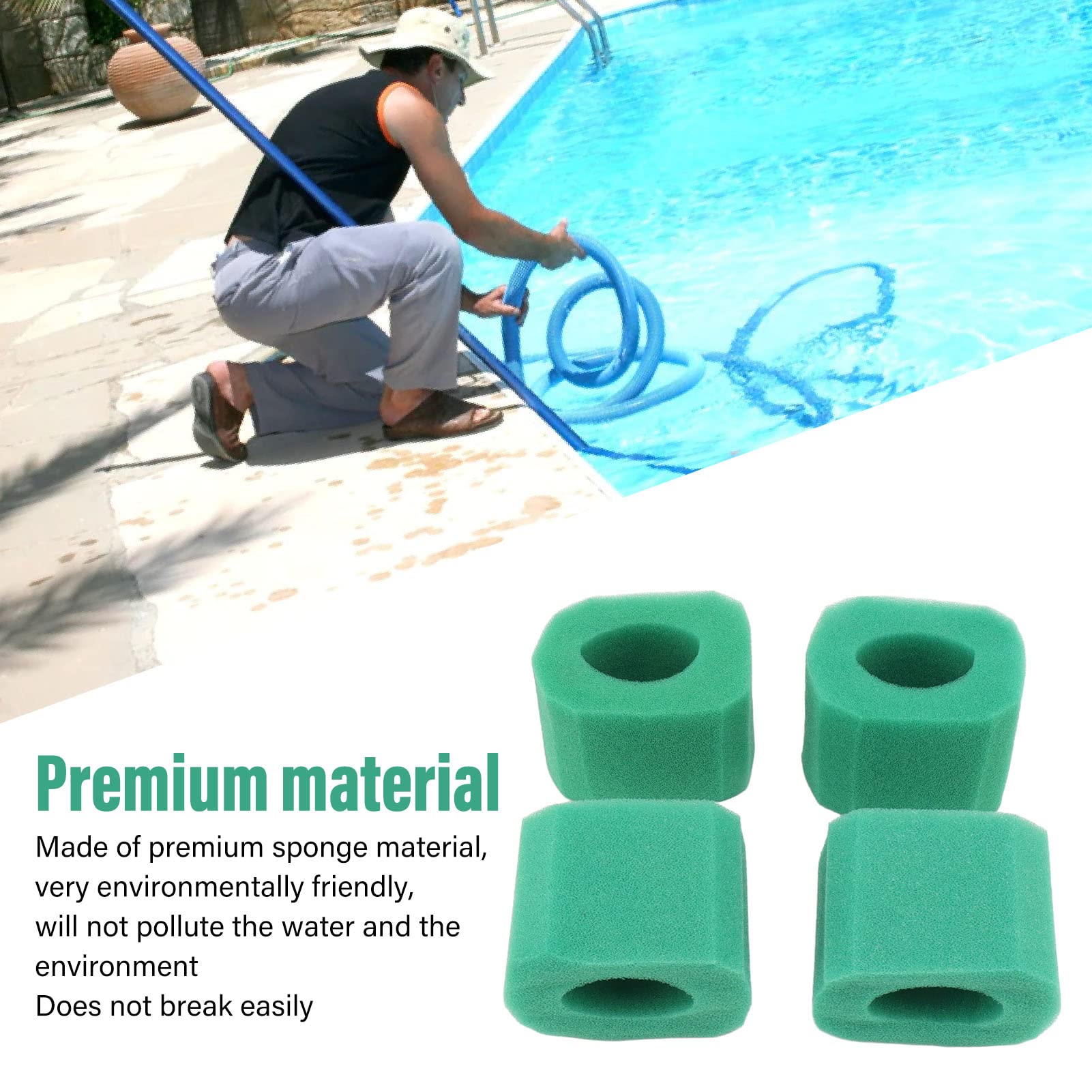Aqur2020 4pcs Pool Filter Cartridge Sponge Pool Filter Sponge Cartridge Replacement Reusable Practical Filter Foam for Pool Pump