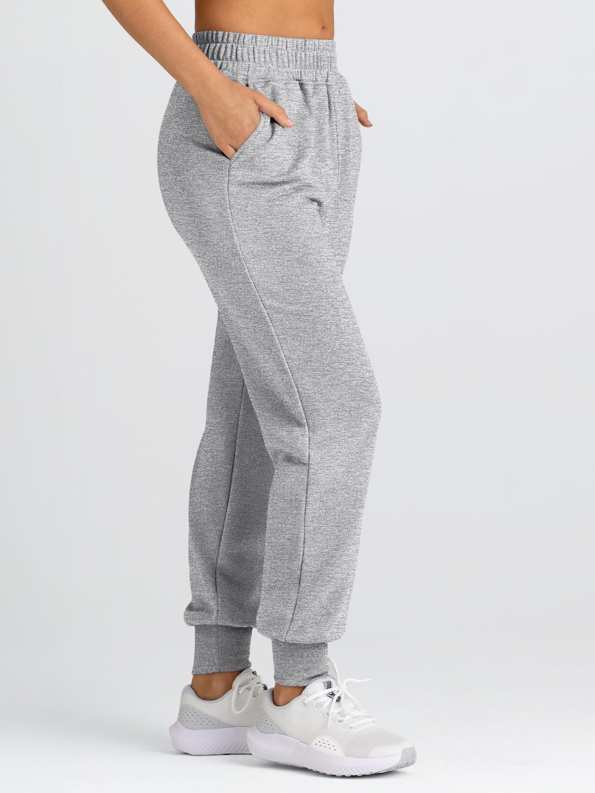 AUTOMET Womens Sweatpants Cinch Bottom Lounge Baggy Cotton Pants Joggers High Waist Fall Athletic Pant with Pockets Grey