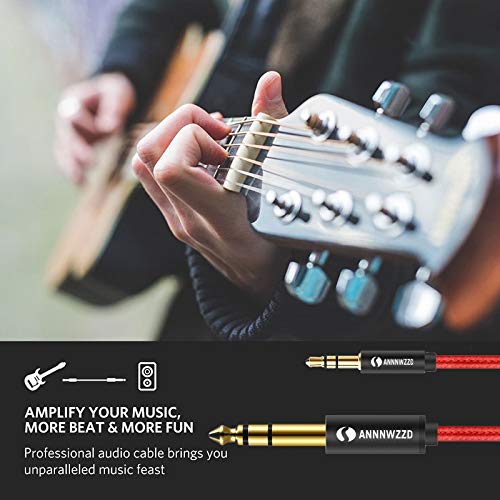 ANNNWZZD 1/8 to 1/4 Stereo Cable, 3.5mm to 1/4 Cable Male to Male Stereo Jack Cables for Guitar, iPod, Laptop, Home Theater Devices, Speaker and Amplifiers 6ft/2m