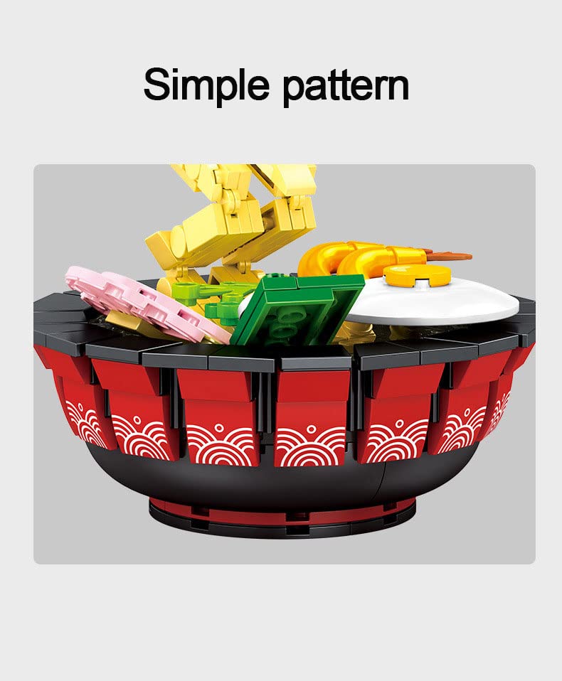 ANGFJ Ramen Building Kit,Japanese Food Lamian Noodles Building Blocks Model Set, Compatible with Main Brand Blocks (372 PCS)