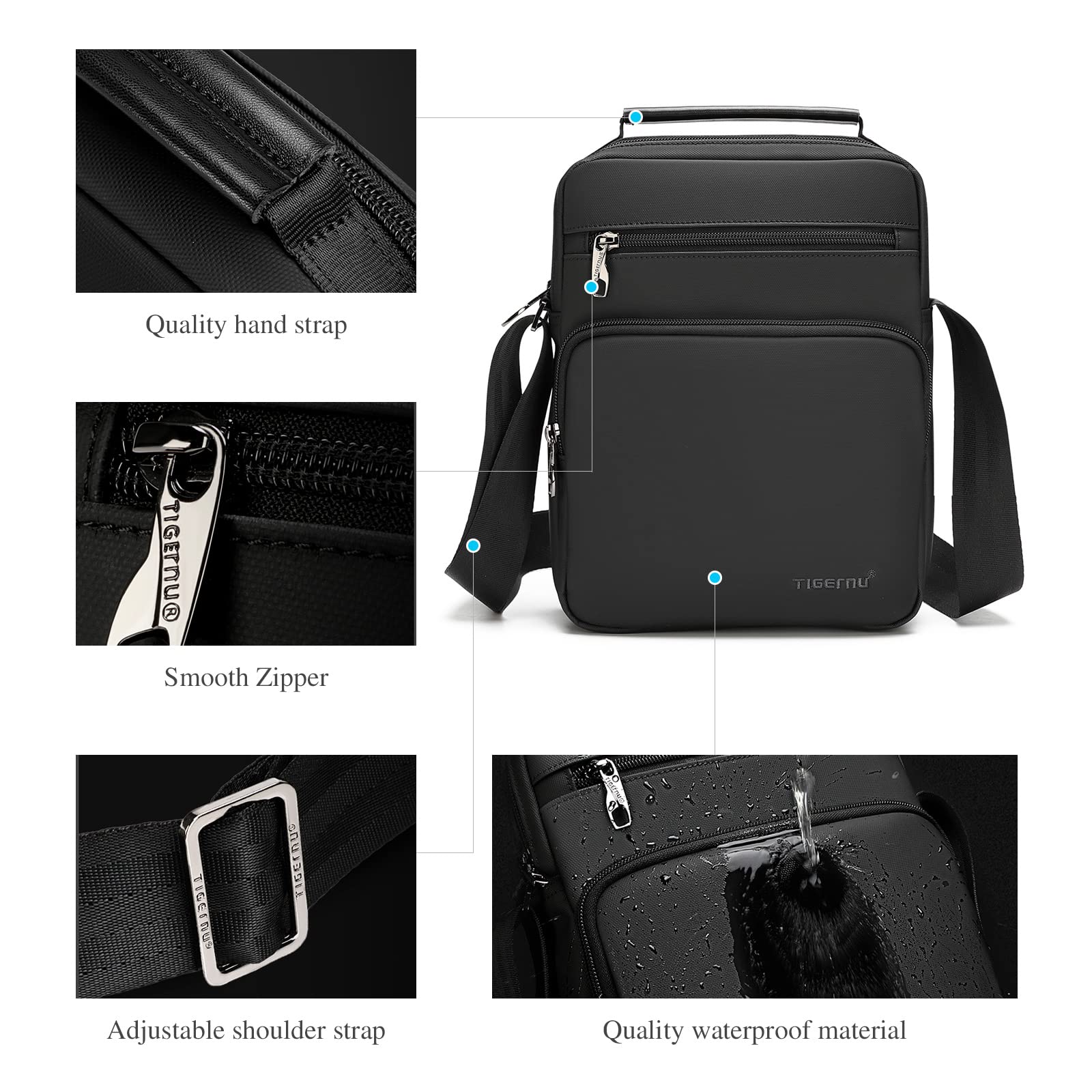 BAIGIO Men's Messenger Bag Shoulder Bags Crossbody Travel Bag Casual Sling Pack Man Purse Handbag for Work Business