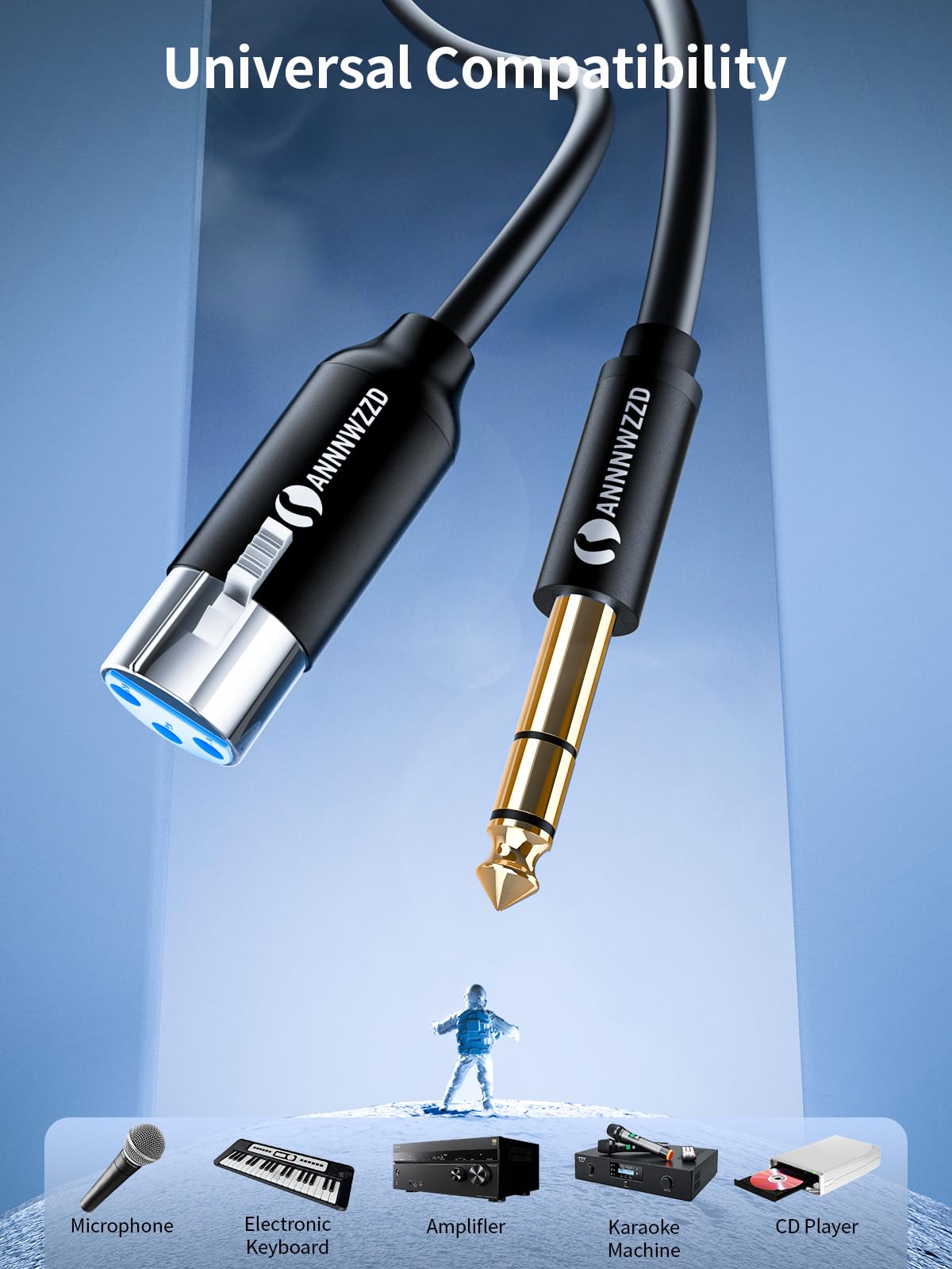 ANNNWZZD XLR to 1/4, TRS to XLR Cable, XLR Female to 1/4 for Guitar, Mixer, Speaker, Playing Live 6FT/2M