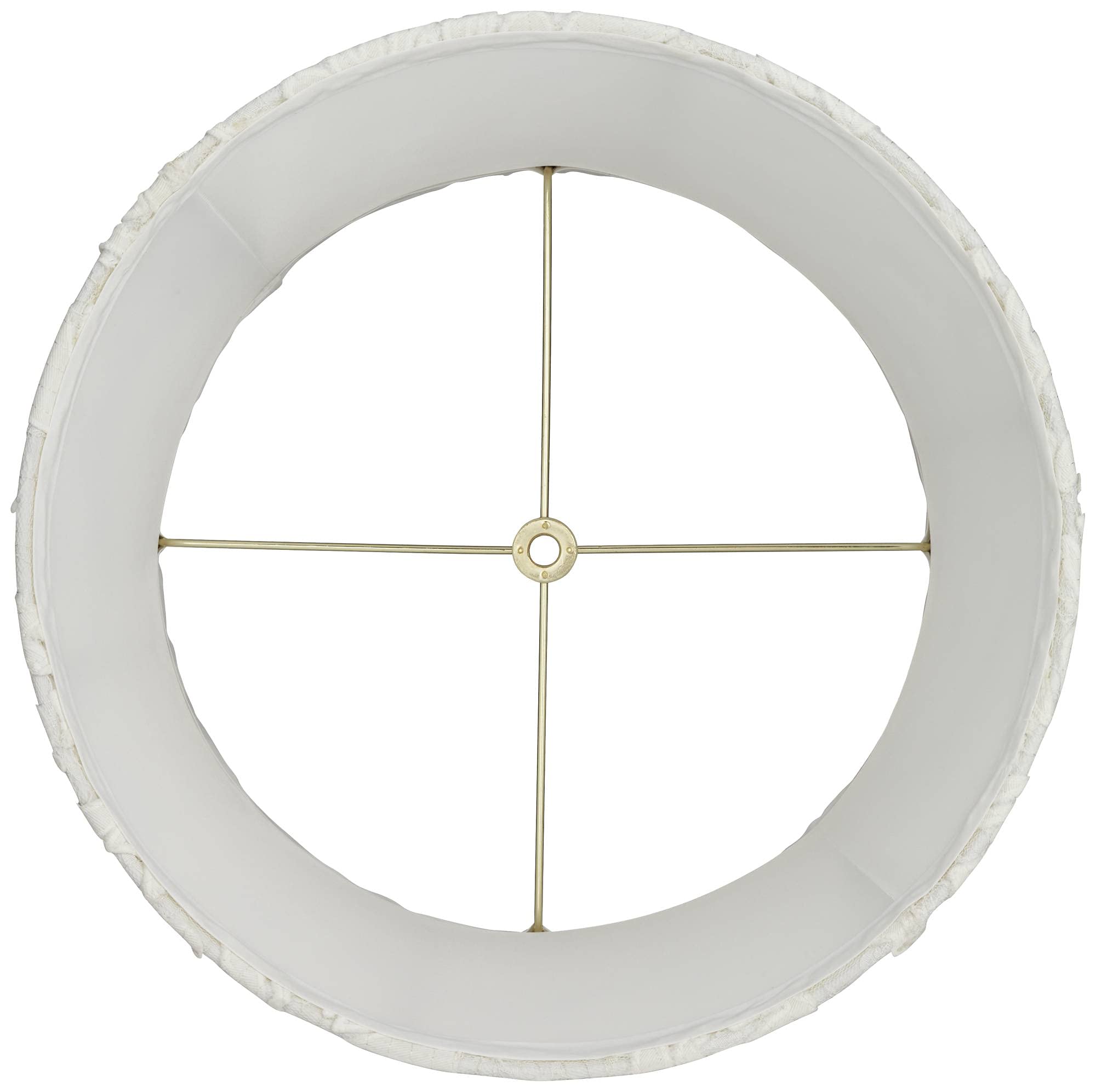 Ashland White Lace Medium Drum Lamp Shade 12" Top x 14" Bottom x 10" High (Spider) Replacement with Harp and Finial - Springcrest