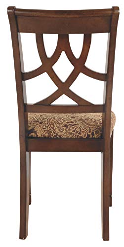 Ashley Furniture Signature Design - Leahlyn Dining Upholstered Side Chair - Pierced Splat Back - Set of 2 - Medium Brown