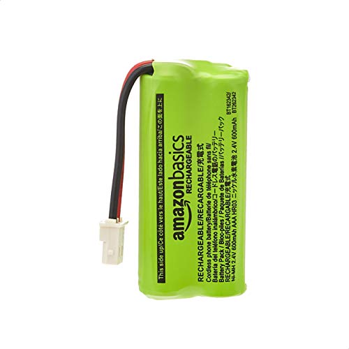 Amazon Basics 2-Pack Rechargeable NiMH Cordless Phone Replacement Battery, 600 mAh, Replaces BT183342, BT283342, BT166342, BT266342, BT162342, BT262342