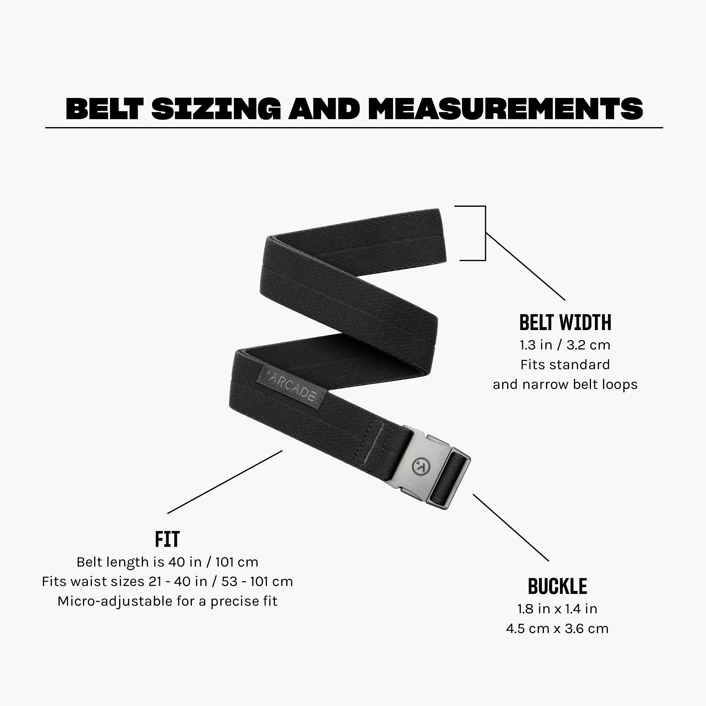 Arcade The Original Slim Unisex Adventure Belt, Narrow Width Elastic Stretch Webbing, Micro Adjust Buckle, Midnighter Black Noir