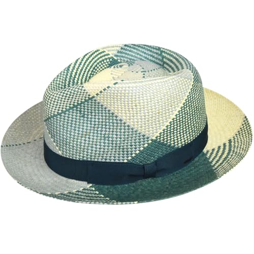 Bailey of Hollywood Giger Panama Fedora - Blue Surf Plaid/L Blue Surf Plaid, Large
