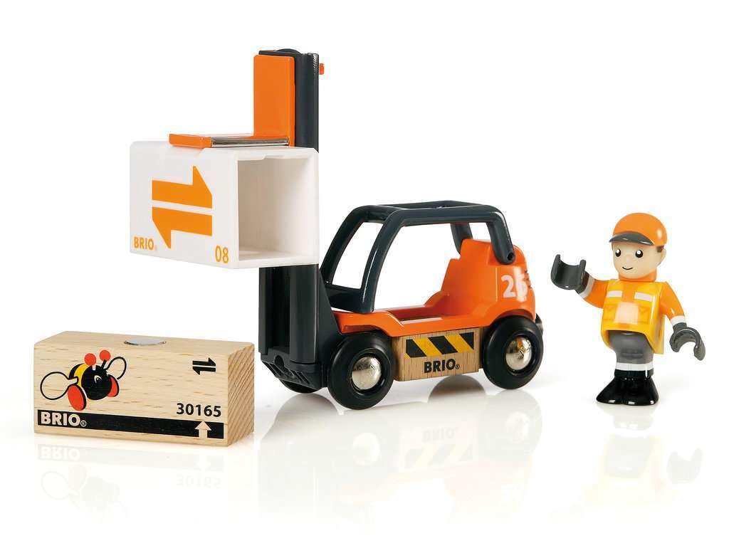 BRIO World 33573 - Wooden Toy Train Fork Lift Set - Interactive Play for Toddlers | Enhances Motor Skills | Safe & Compliant with All Safety Standards | Ideal for Kids Ages 3 and Up