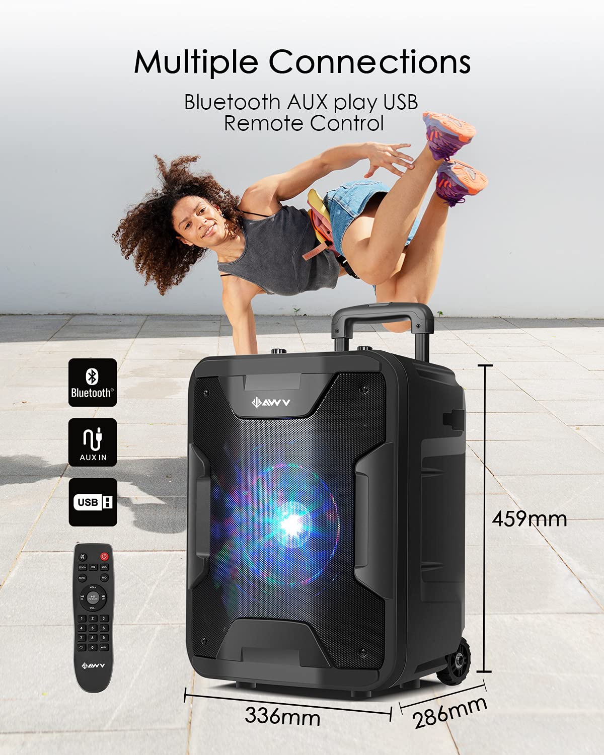 Karaoke Machine for Adults, Wireless Portable PA System Bluetooth Karaoke Speaker with 8" Subwoofer, 2 Wireless Microphones, Disco Ball Light for Christmas Singing Party Home Karaoke Outdoor