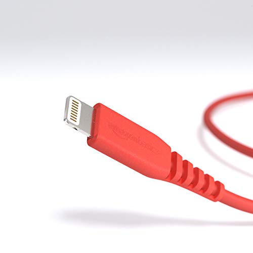 Amazon Basics MFi-Certified Lightning to USB A Cable for Apple iPhone and iPad - 4 Inches (10 Centimeters) - Red