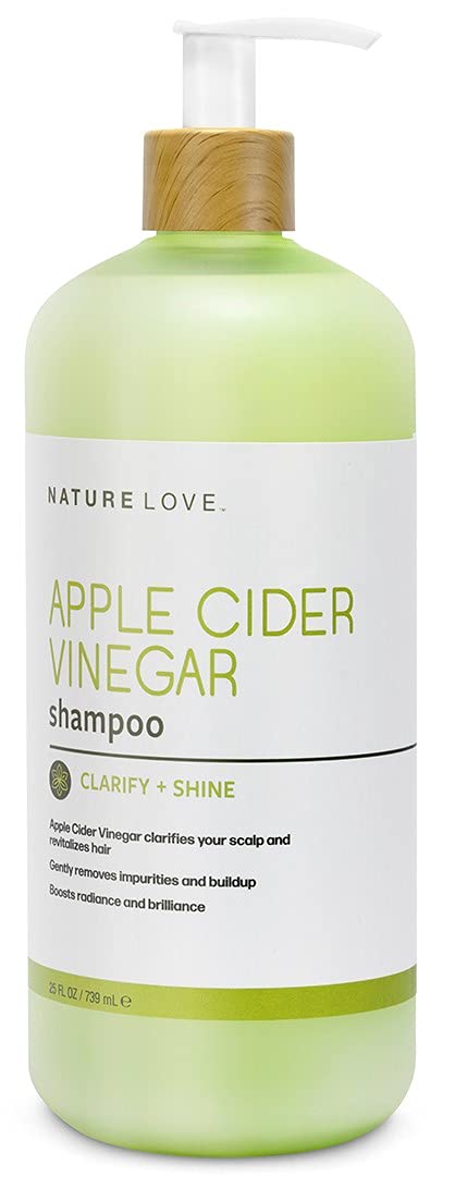 Nature Love Apple Cider Vinegar Shampoo | Clarify + Shine | Revitalize Hair and Scalp | Purifies Without Stripping | Paraben Free, Cruelty Free, Made in USA (25 oz)