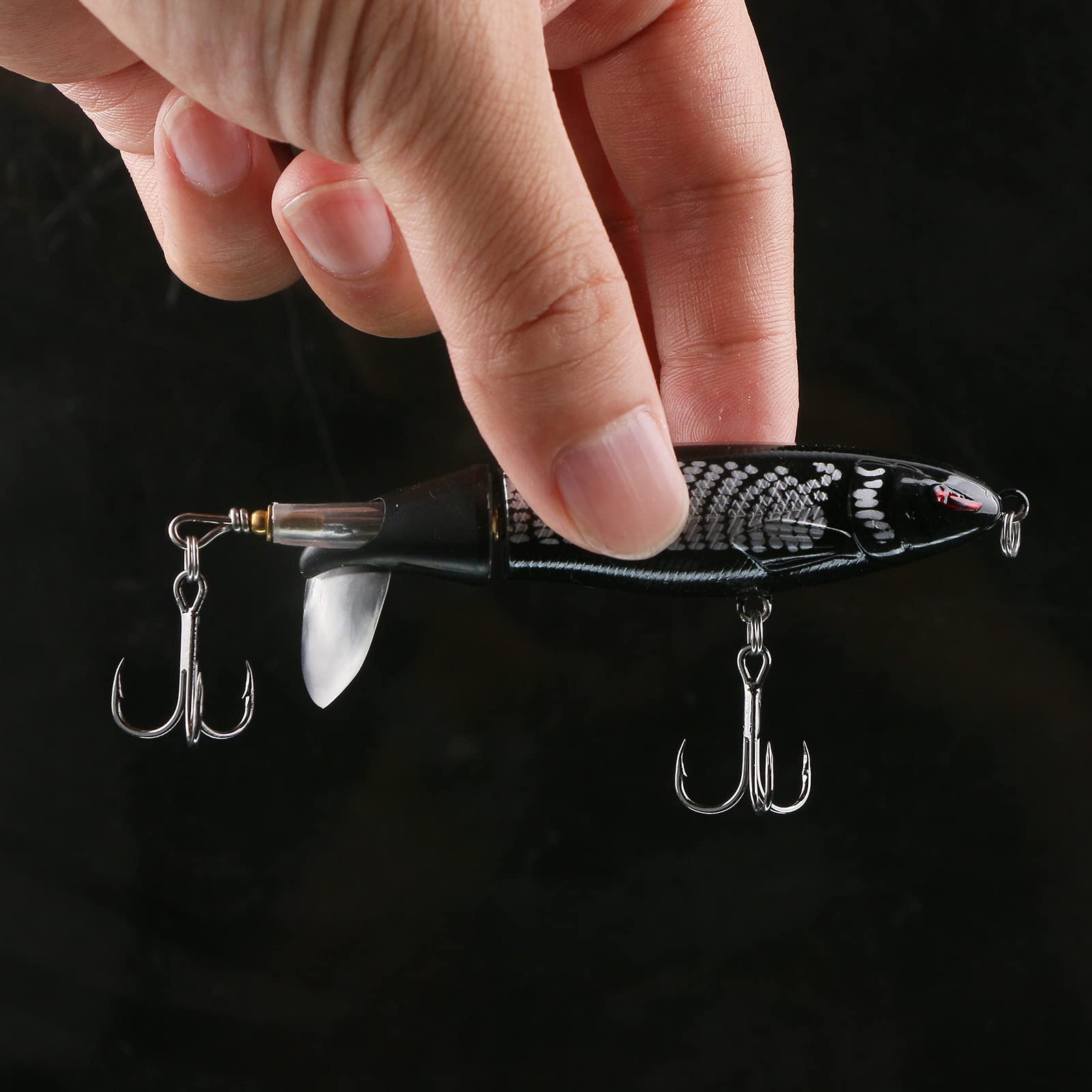 ANGRYFISH Topwater Fishing Lures-Rotating Tail-Pencil Hard Bait-Fish Tackle Bait for Freshwater/Saltwater(A-5PCS)