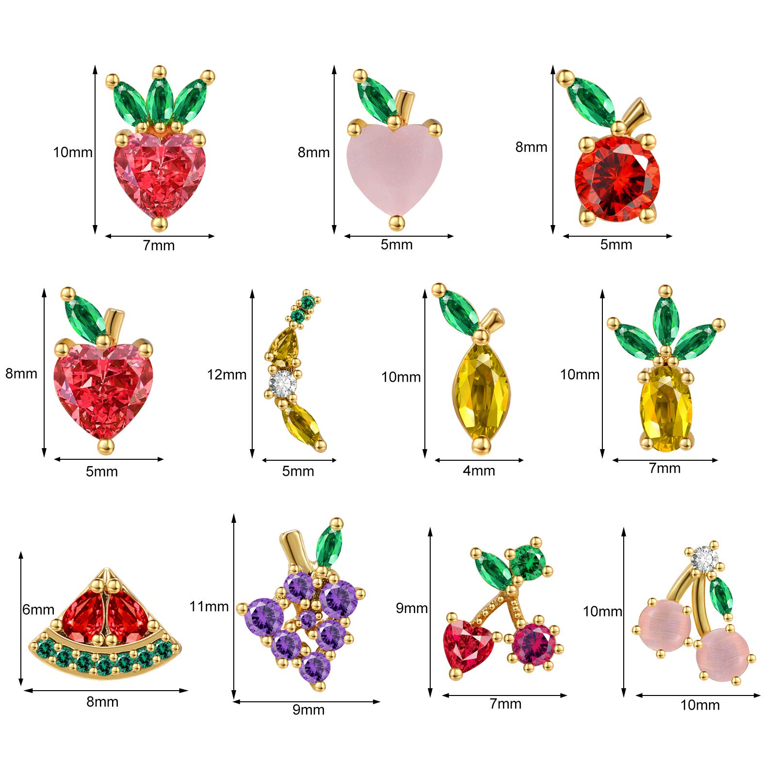AOEDEJ 14K Gold Plated Fruit Rings Set Cute Stackable Tropical Fruit Pineapple Apple Cherry CZ Ring Sweet Cute Band Rings for Women
