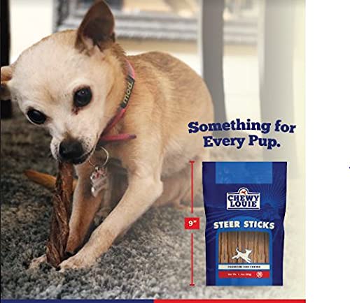 CHEWY LOUIE 5" Steer Sticks - 100% Beef Treat, No Artificial Preservatives, Colors, or Flavors. Tough, Long-Lasting, and Dental Support Dog Treats.