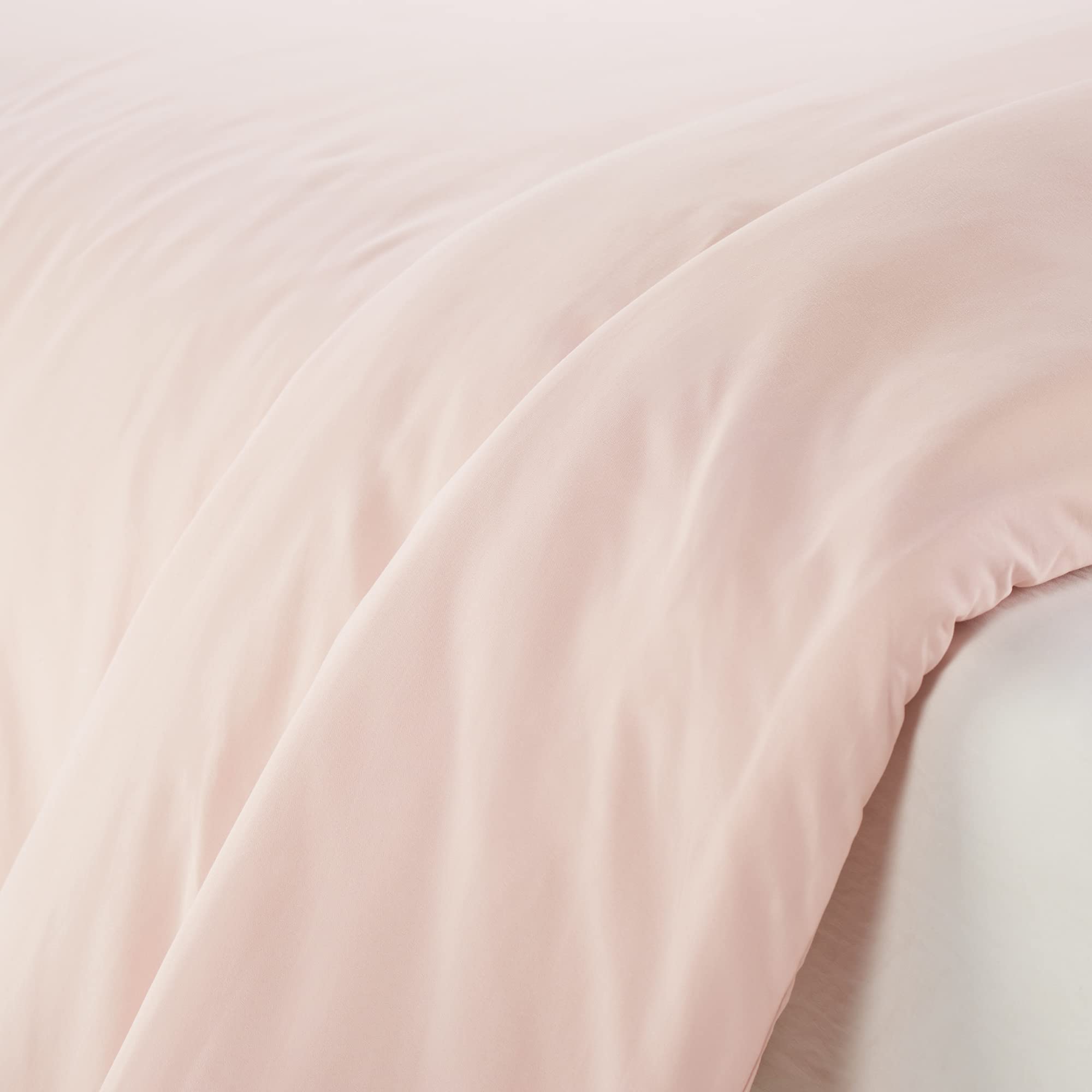 SERTA Simply Clean Ultra Soft Hypoallergenic Stain Resistant 3 Piece Solid Duvet Cover Set, Blush, Full/Queen