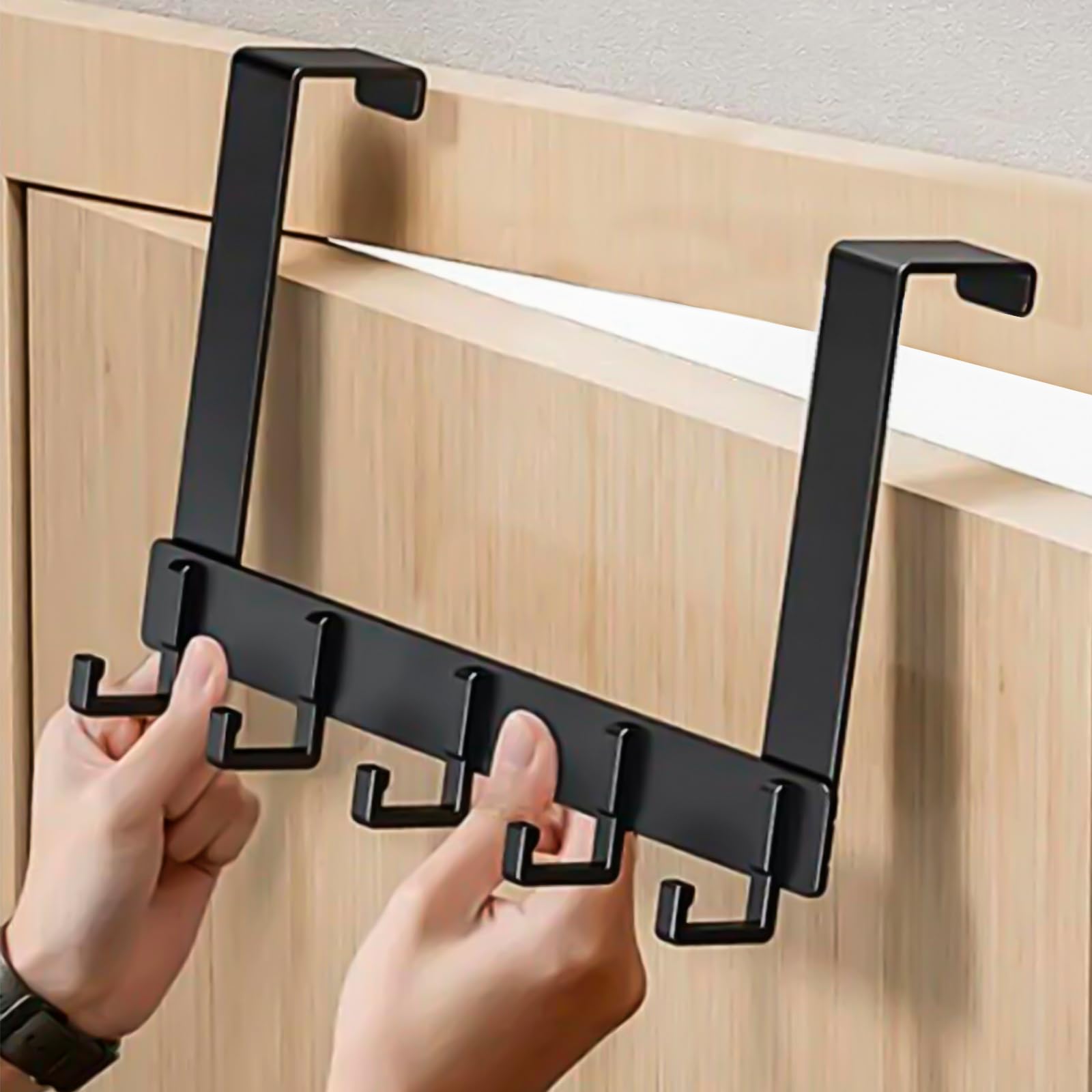 Boguish Over Door Hook Bathroom Pool Towel Rack Wall Mounted 5 L-Shape Metal Coat Hooks for Kitchen Shower Toilet Cabinet Outside Black