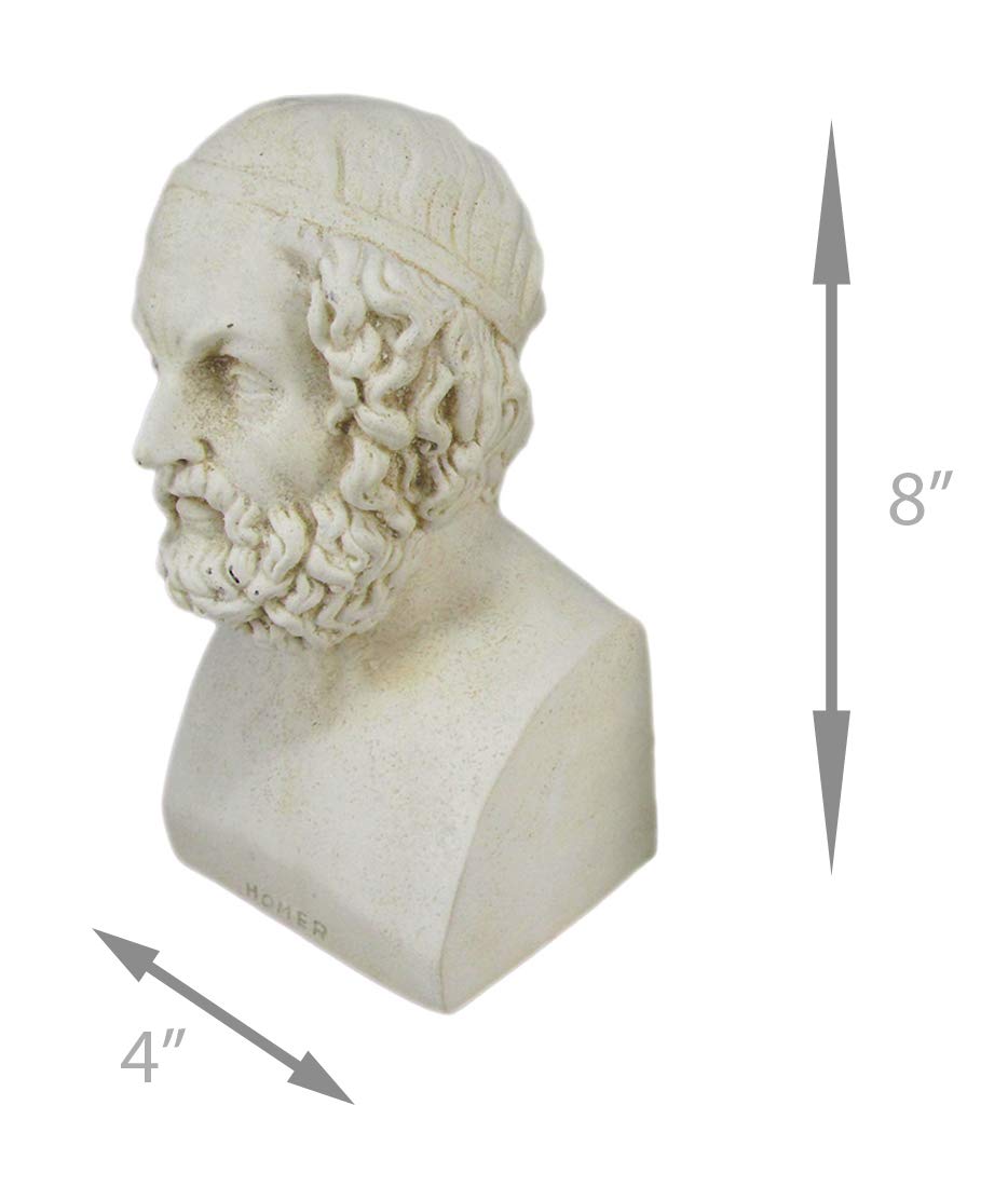 Aristotle and Homer Bust Antique White Plaster Bookends: Timeless Grecian Philosophy Sculptures, 8 Inches High, Decorative Pillars of Wisdom for Your Bookshelves
