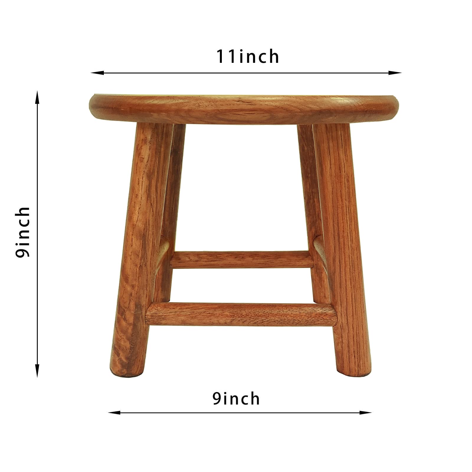 CONSDAN Kids Stool, Milking Stool, USA Grown Oak, Plant Stand, Handcrafted Solid Wood Stool, 9" Low Stool, Round Step Stool, Wooden Stool for Kids, Small Short Stool, Shoe Changing Stool(Chocolate)