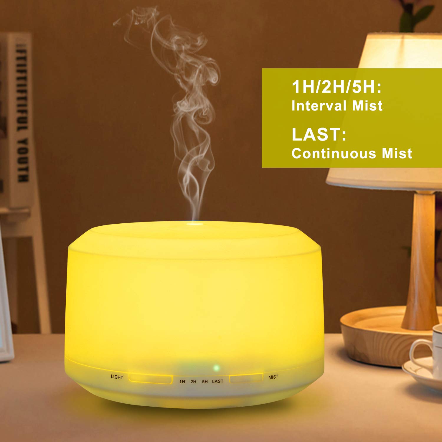 Aromatherapy Diffusers for Essential Oils, 450ml Essential Oil Diffuser for Large Room with Adjustable Mist Mode, 4 Timer Settings, 8 LED Color Changing Lamps,Waterless Auto Shut-Off, LUSCREAL